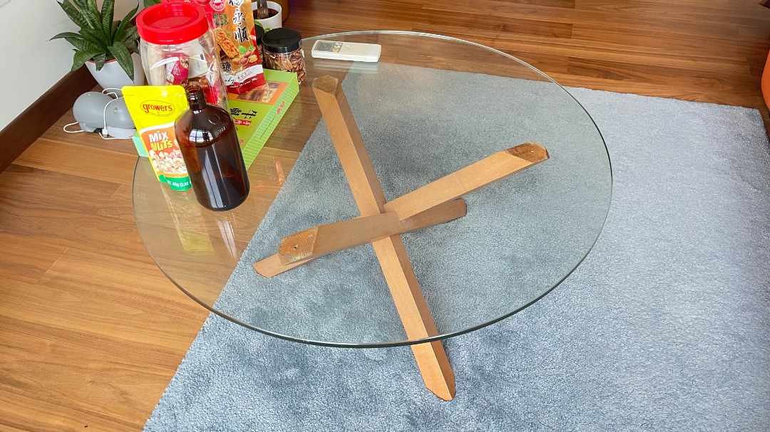 90cm Diameter Glass Coffee Table, Furniture & Home Living, Furniture ...