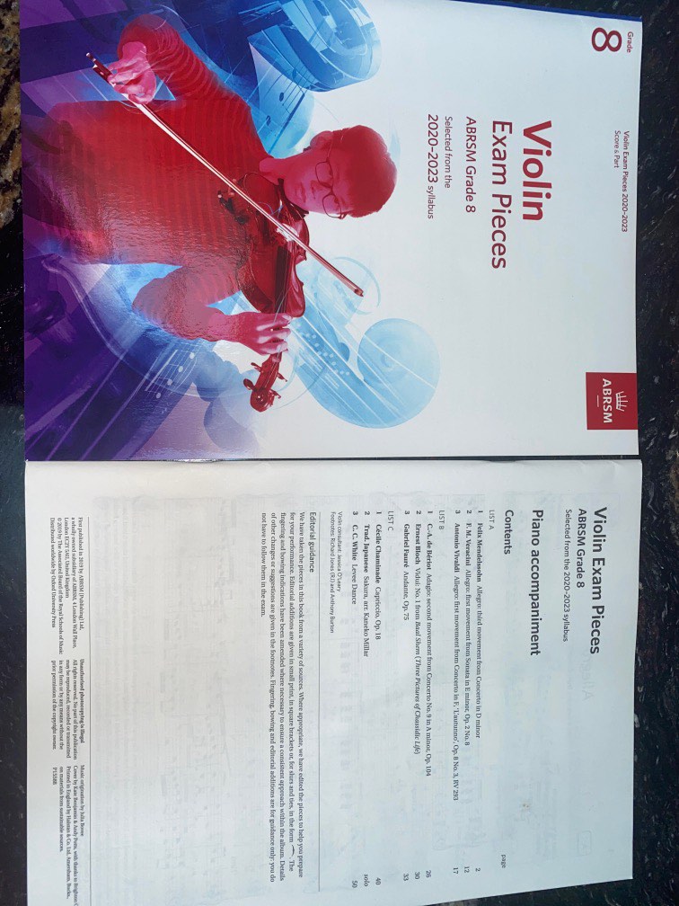 ABRSM Grade 8 Violin Exam Pieces, Hobbies & Toys, Music & Media, Music ...