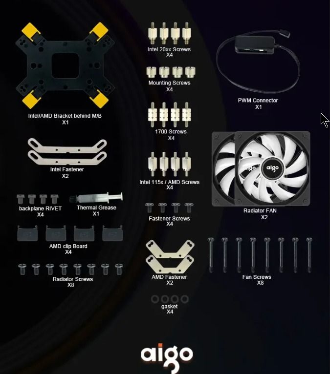 Aigo Water Cooler CPU Cooling Computer RGB Water Cooling Heatsink Integrated CPU Cooler Fan ...