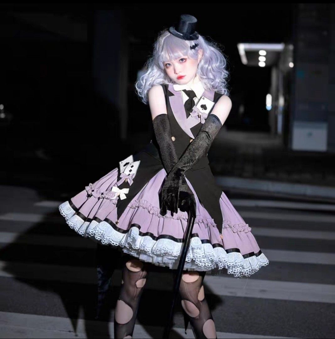 Alice phantom thief magician lolita purple black suit dress two piece ...