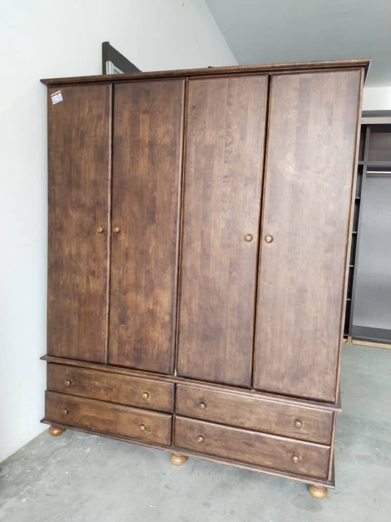 ALMARI KAYU SOLID 4 PINTU, Furniture & Home Living, Furniture, Shelves ...