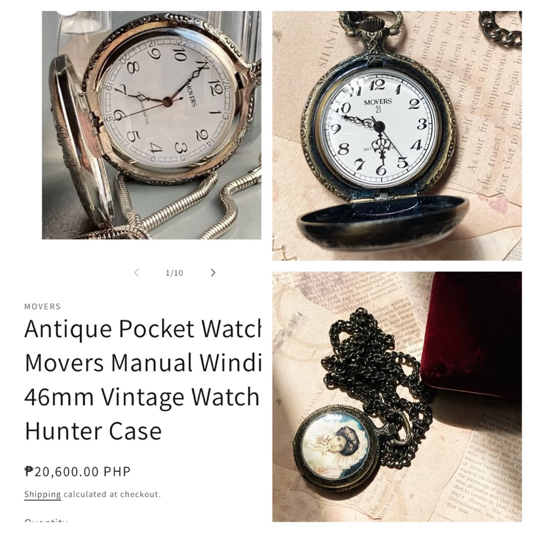 Antique Vintage Movers Manual Winding Pocket Watch, Women's Fashion, Watches & Accessories ...