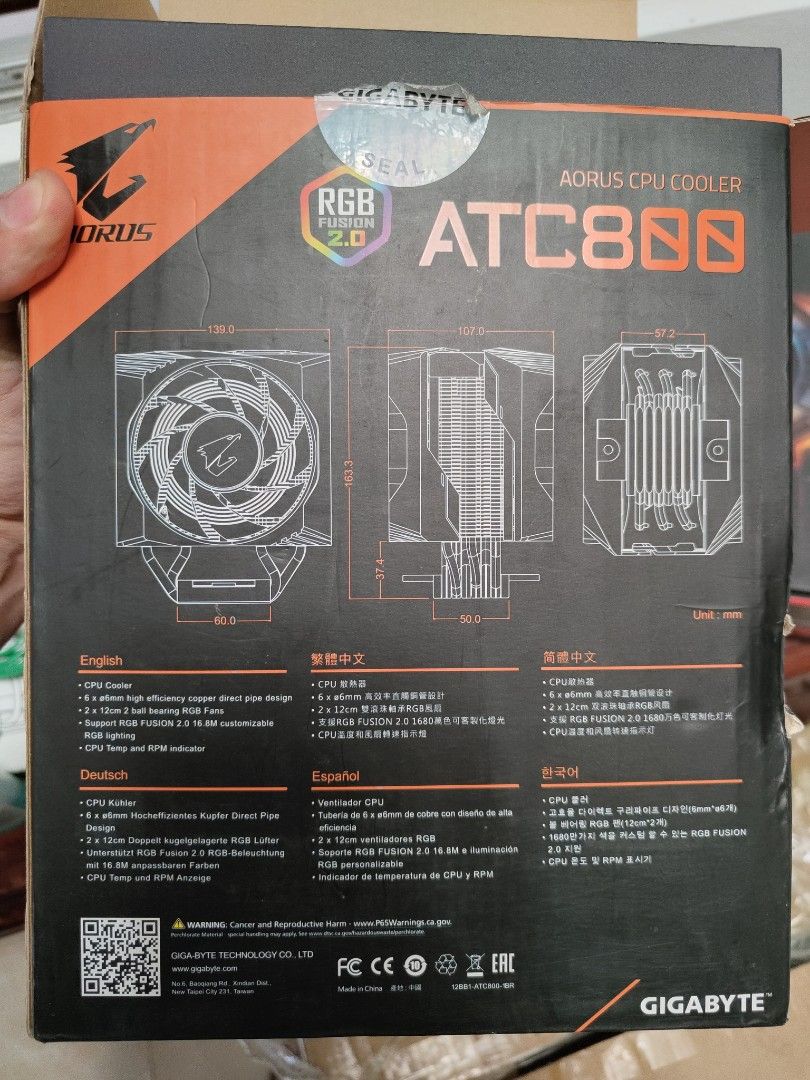 Aorus ATC800 HSF Processor Cooler RGB, Computers & Tech, Parts & Accessories, Computer Parts on ...