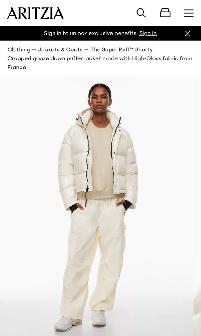 Aritzia Super Shorty puff - Hi Gloss Birch, Women's Fashion, Coats ...