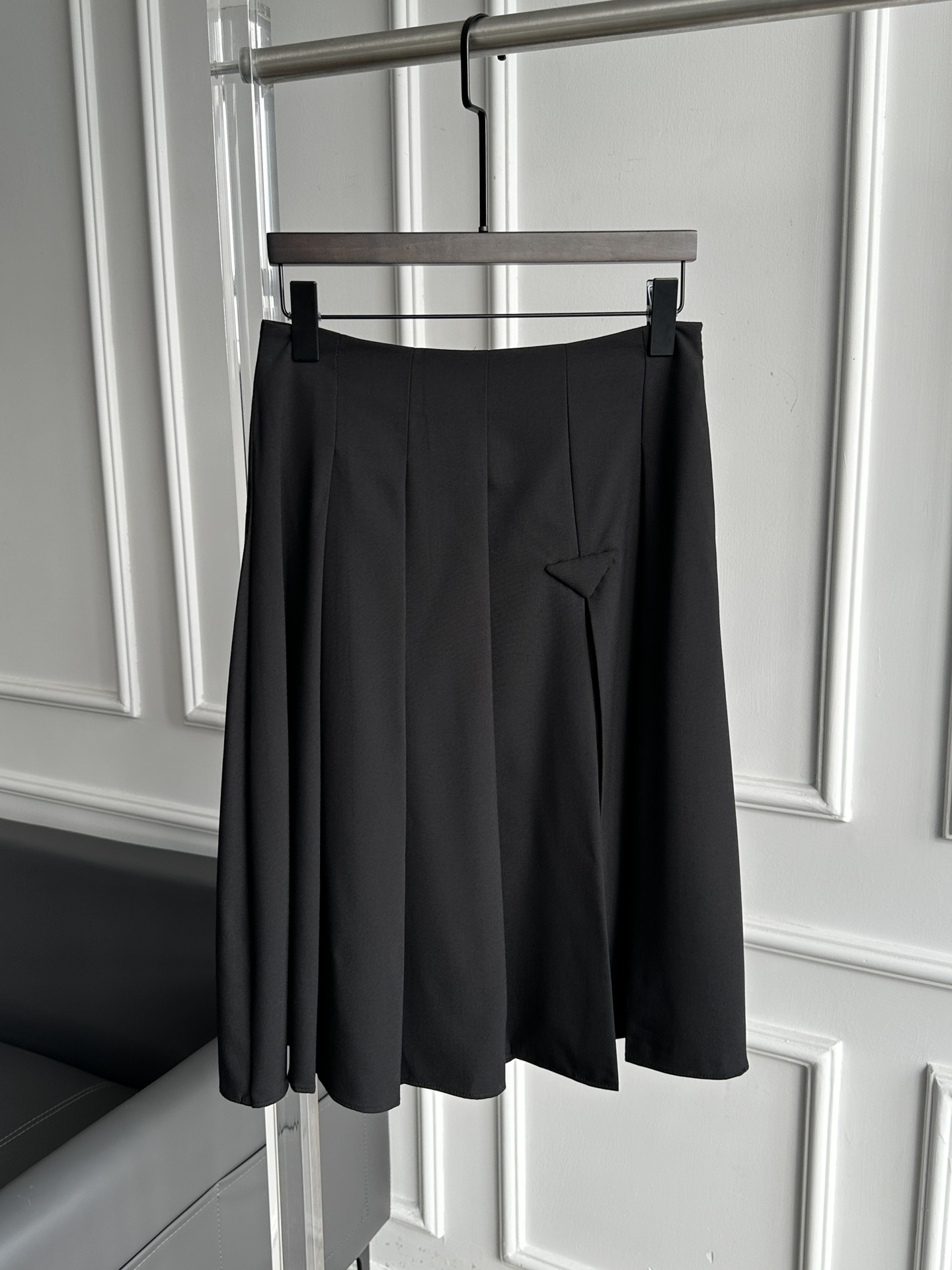 Authentic prada Triangle Pleated Skirt With Slits, Women's Fashion ...