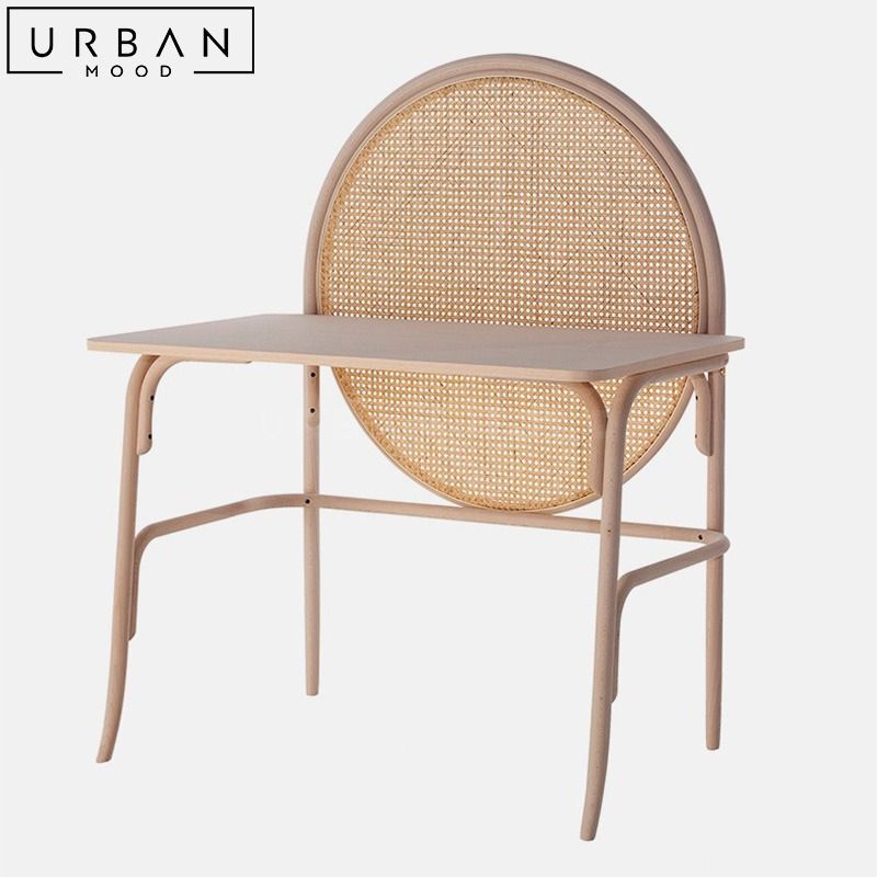 AUTM Japandi Rattan Study Table, Furniture & Home Living, Furniture ...