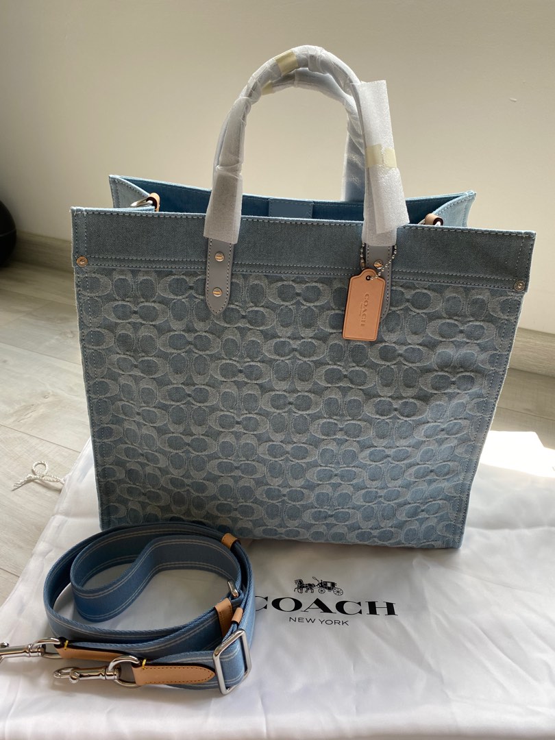 BNIB Coach Field Tote 40 in signature denim, Luxury, Bags & Wallets on ...