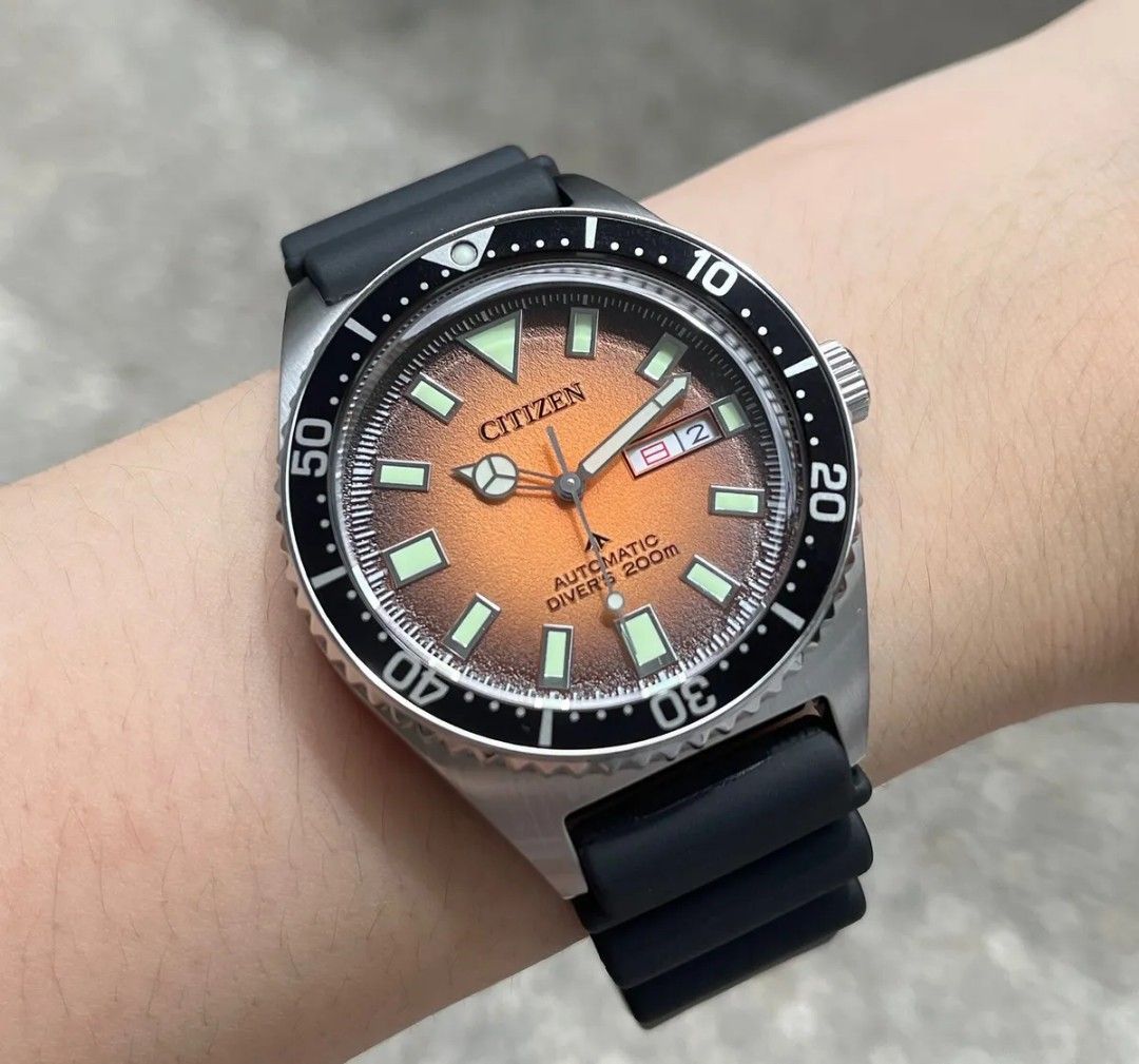 Citizen Promaster Watch NY0120-01Z Automatic Diver Orange Dial Black ...