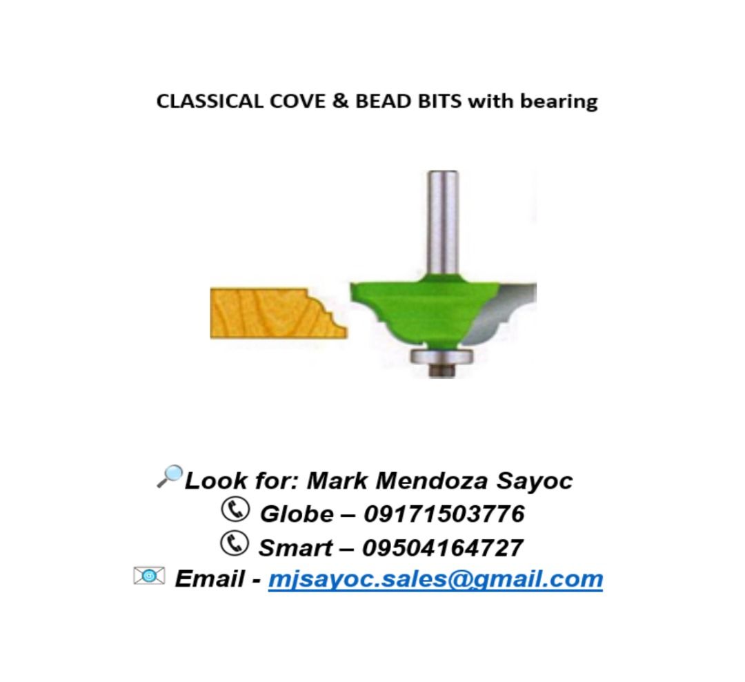 CLASSICAL COVE & BEAD BITS with bearing 1/4" Shank, Commercial & Industrial, Construction Tools ...