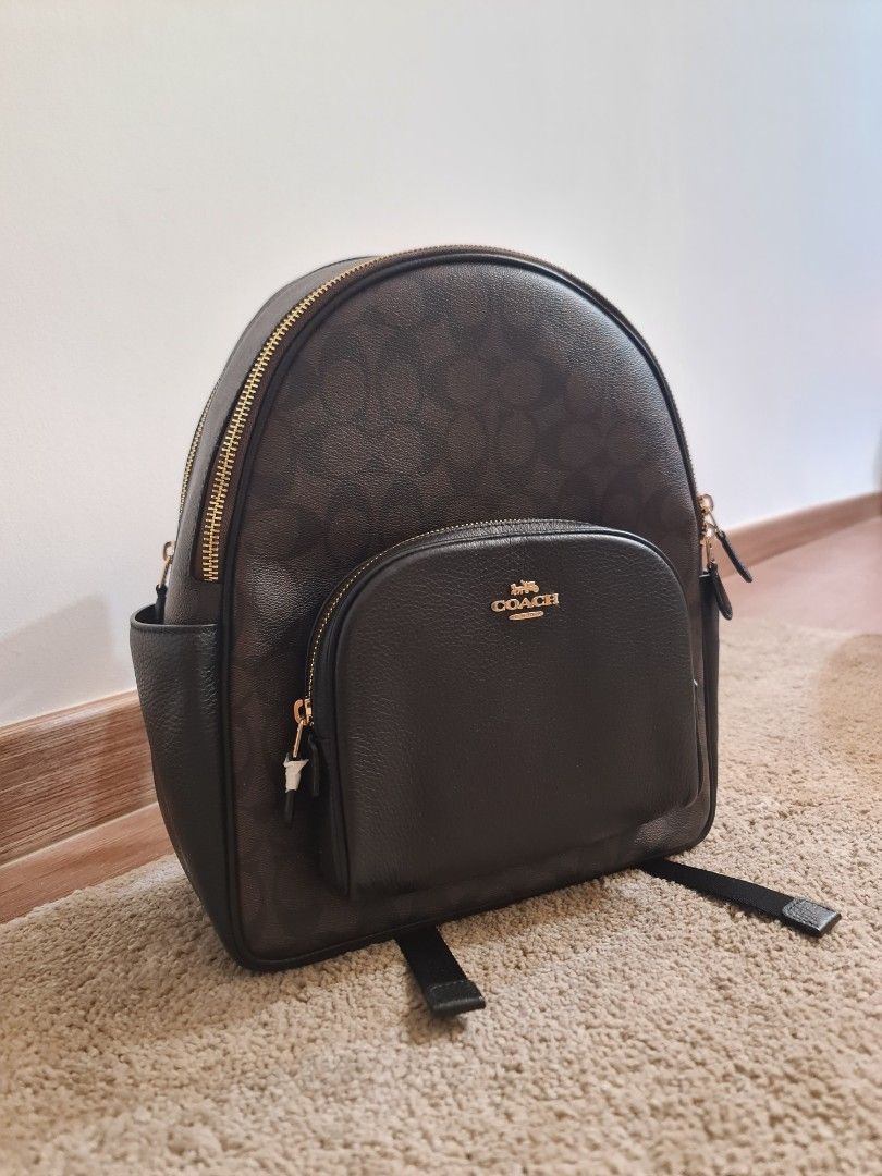 Coach Court Backpack in Signature Canvas Brown Bag, Women's Fashion ...