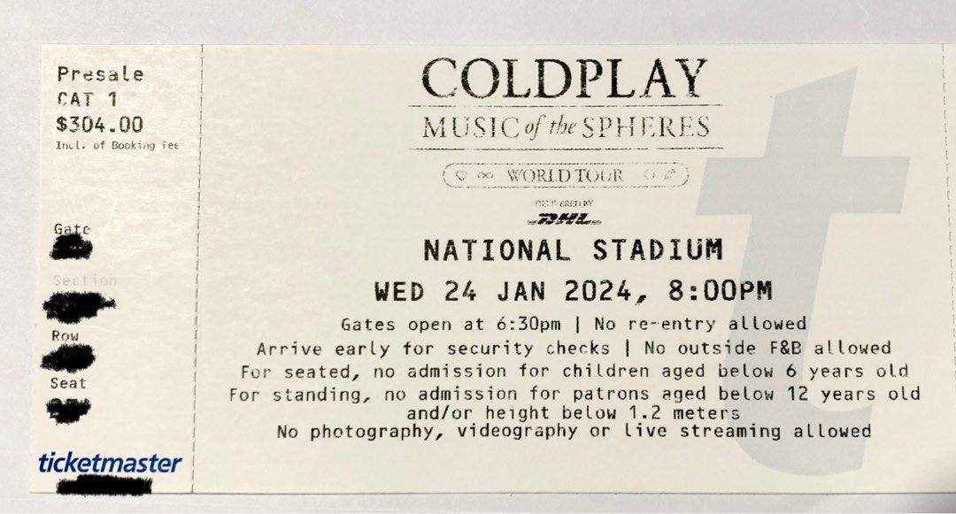 Coldplay Cat 1 ticket, Tickets & Vouchers, Event Tickets on Carousell