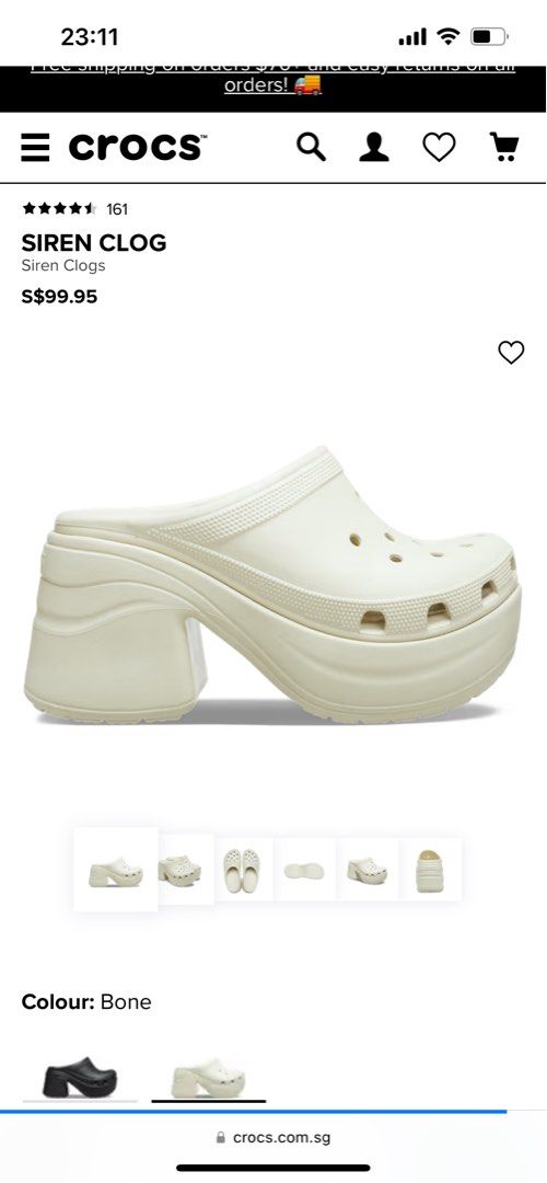 CROCS SIRENS CLOG OFF WHITE, Women's Fashion, Footwear, Flipflops and ...