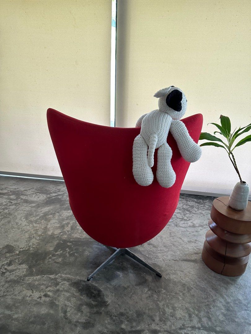 Designer red velvet egg sharp chair, Furniture & Home Living, Furniture ...