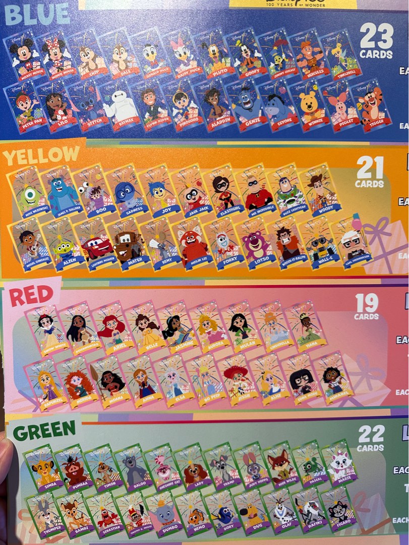 Full Color Set Disney 100 Card Set CPCM Collectable, Hobbies & Toys ...