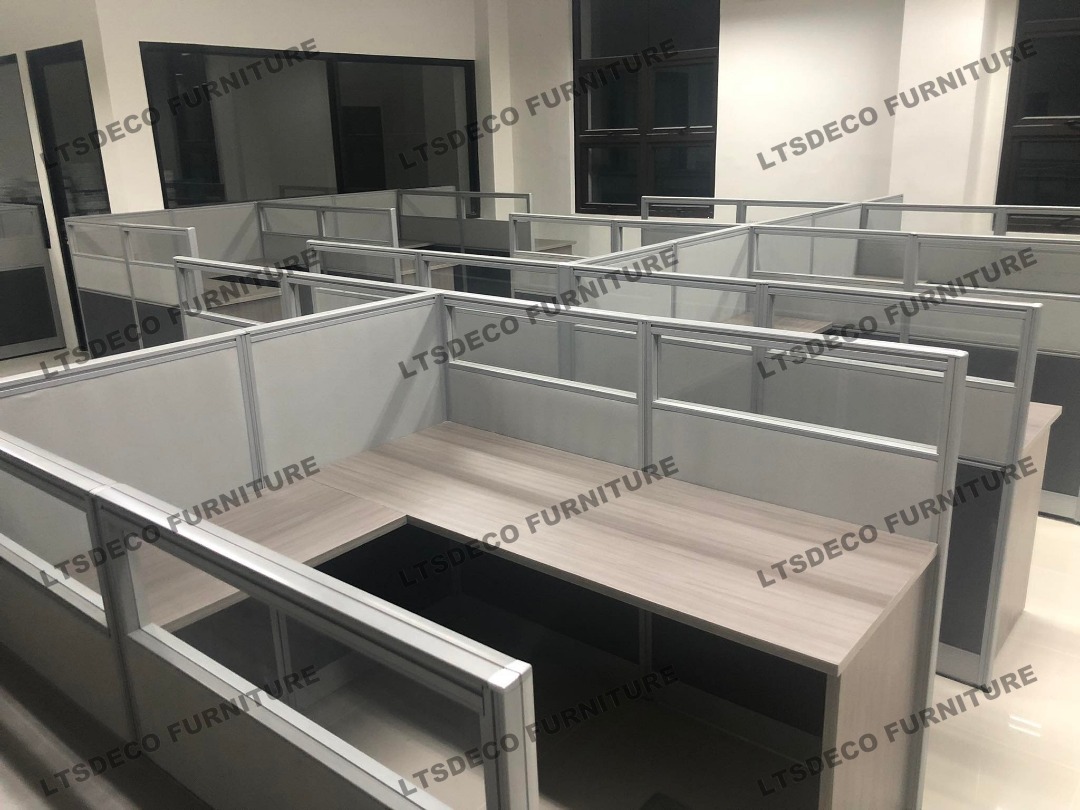 FABRIC WITH GLASS WORKSTATION OFFICE PARTITION, Furniture & Home Living ...