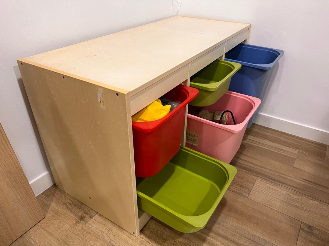 Good condition Toy, storage cabinet Ikea- free colored shelvings ...