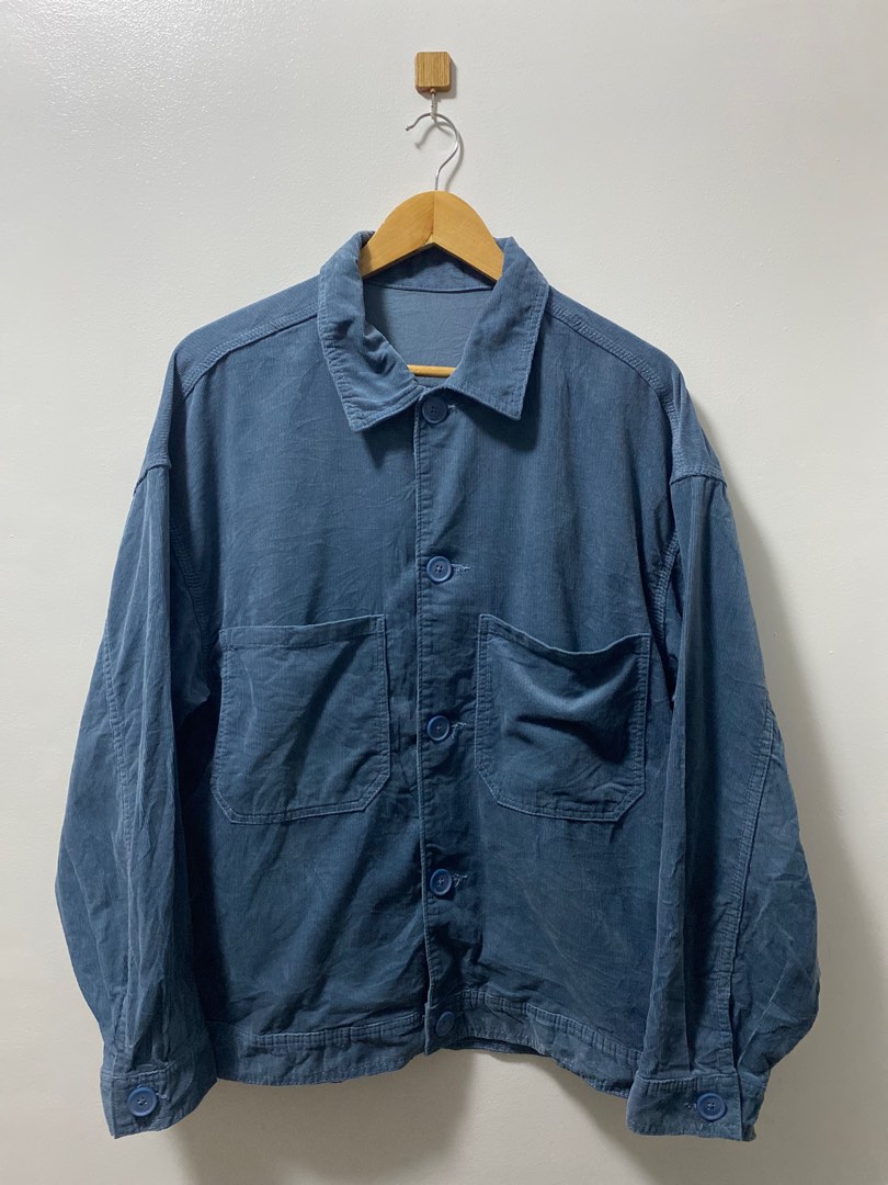 GU BLUE CORDUROY JACKET LARGE, Men's Fashion, Coats, Jackets and ...
