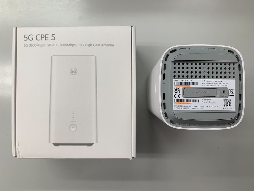Huawei 5G CPE 5 H155 3.6Gbps H155-381 Wi-Fi 6 AX3000 (CAN'T MODIFY) UNLOCKED 5G Wireless Gateway ...