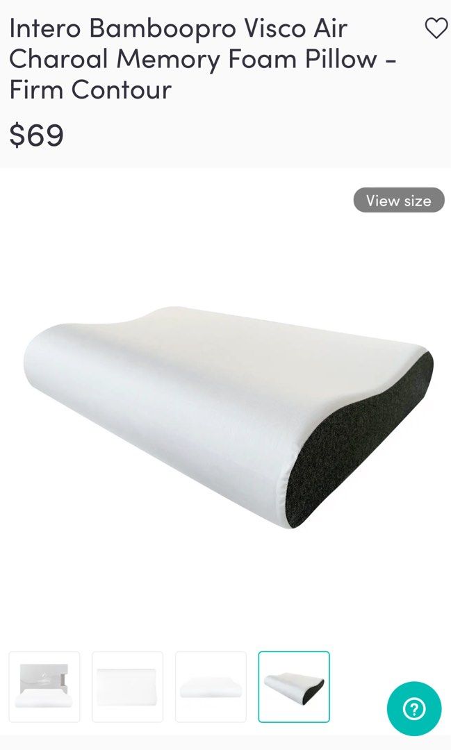 Intero Charcoal Bamboo Memory Foam Pillow, Furniture & Home Living ...