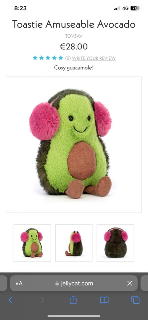 Jellycat Toastie Amuseable Avocado Hobbies And Toys Toys And Games On