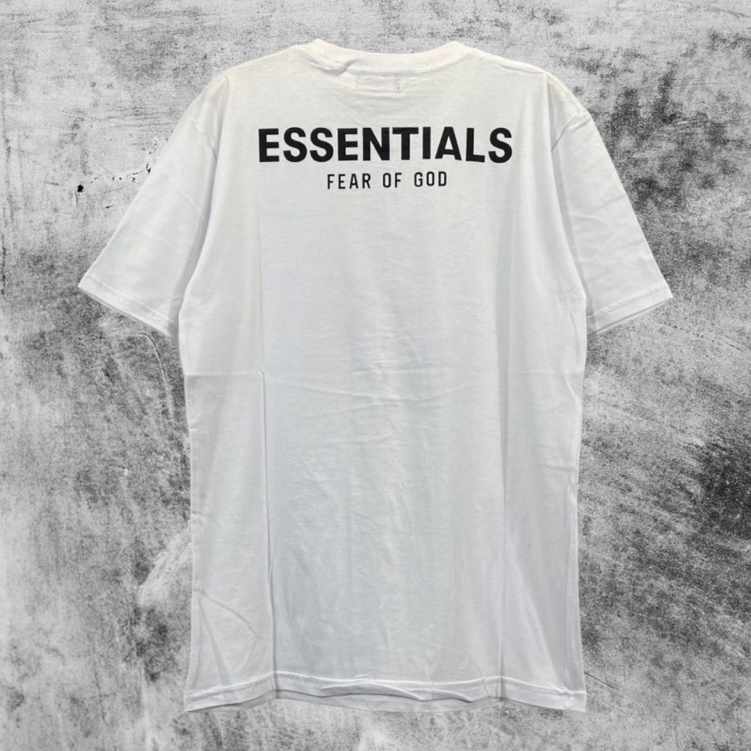 Kaos Essentials Fear Of God FOG Putih, Fesyen Pria, Pakaian , Atasan di ...