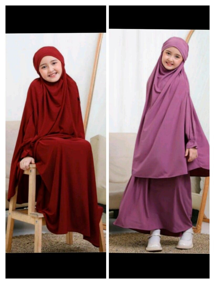 Kids Khimar Niqab + Jubah SET kanak-kanak, Babies & Kids, Babies & Kids ...