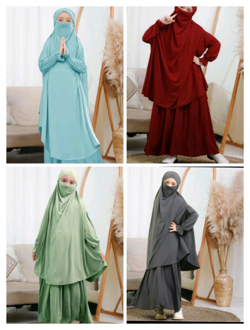 Kids Khimar Niqab + Jubah SET kanak-kanak, Babies & Kids, Babies & Kids ...