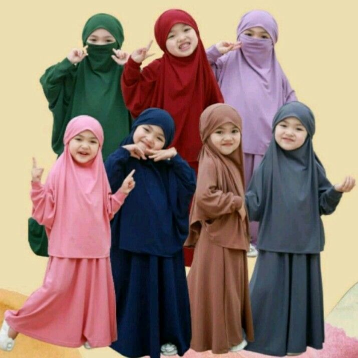 Kids Khimar Niqab + Jubah SET kanak-kanak, Babies & Kids, Babies & Kids ...
