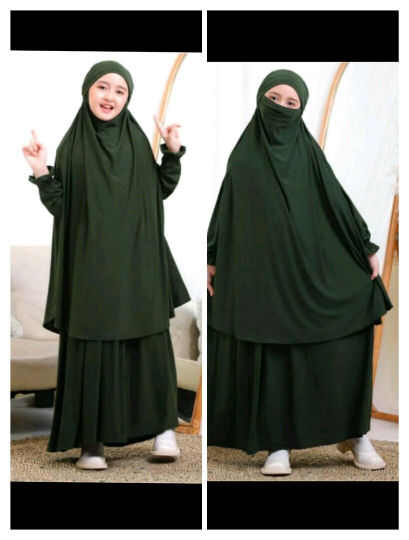 Kids Khimar Niqab + Jubah SET kanak-kanak, Babies & Kids, Babies & Kids ...