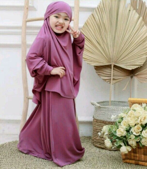 Kids Khimar Niqab + Jubah SET kanak-kanak, Babies & Kids, Babies & Kids ...