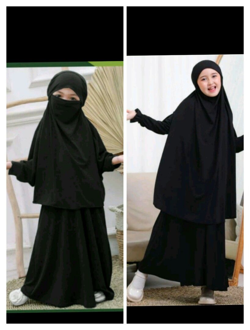 Kids Khimar Niqab + Jubah SET kanak-kanak, Babies & Kids, Babies & Kids ...