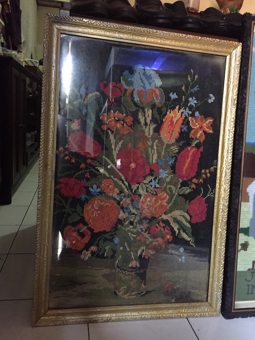 Lukisan bunga Kristik ukuran 80x60, Desain & Kerajinan Tangan, Karya ...
