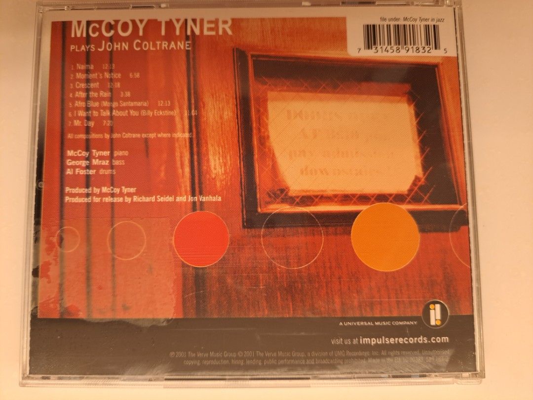 McCoy Tyner - Plays John Coltrane. Live at the Village Vanguard. 2001 The Verve Music Group ...