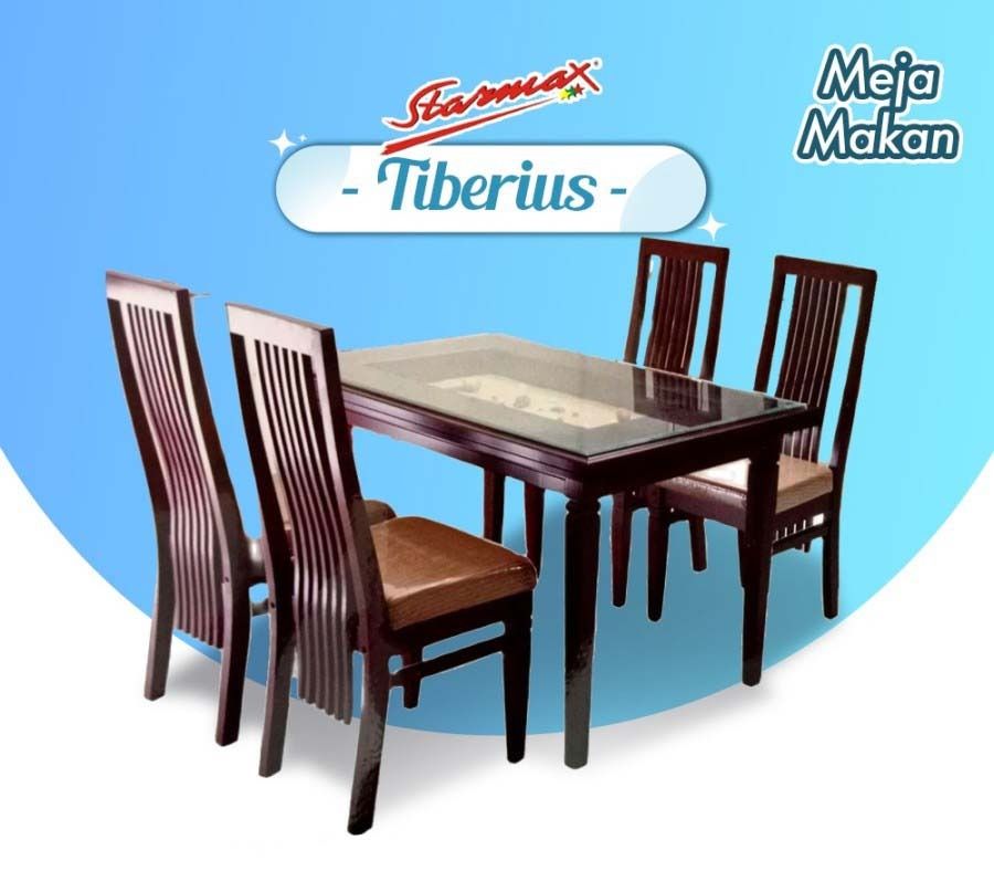 Meja Makan Kayu Asli Tiberius Dining set minimalis Starmax Export ...