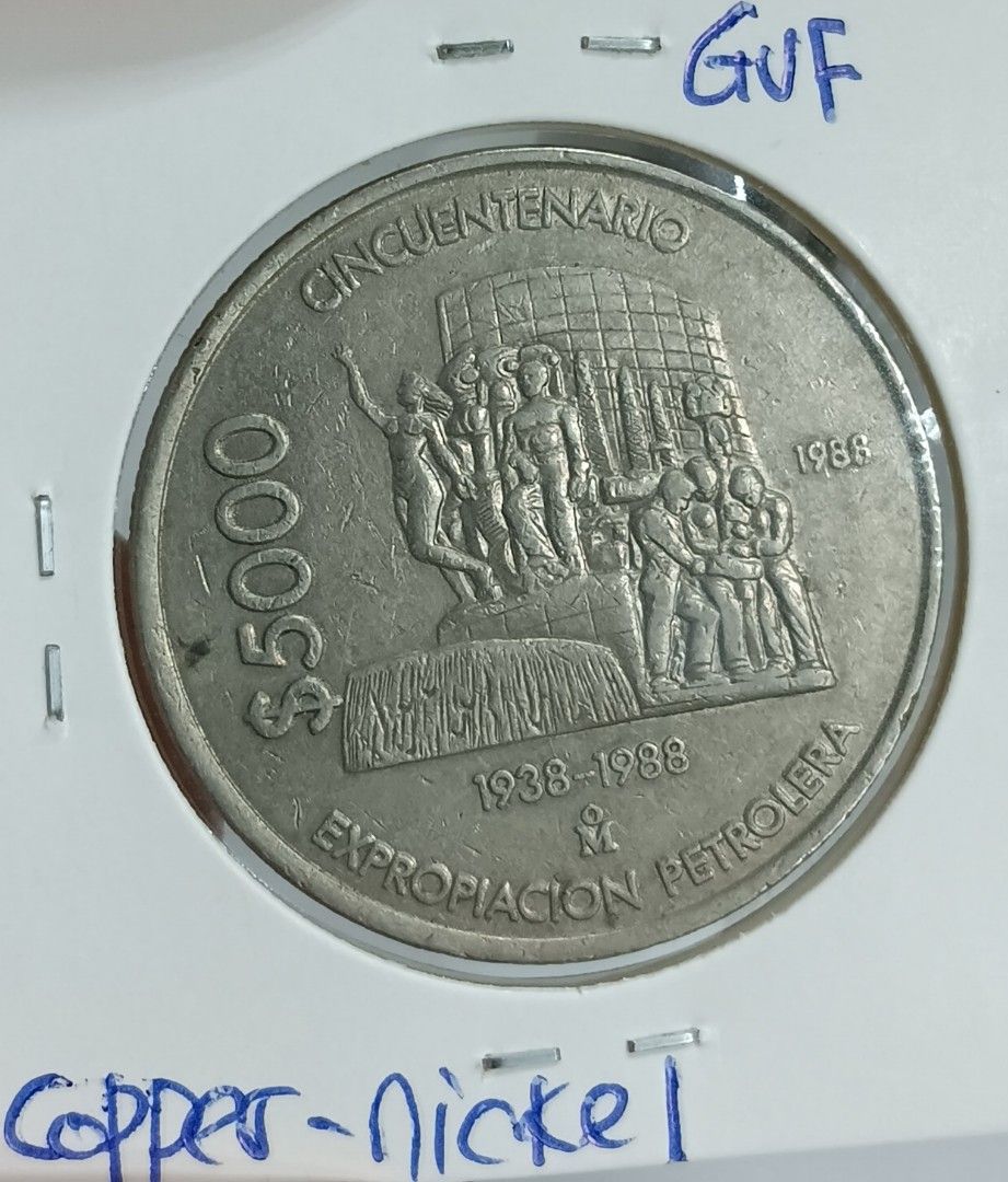 Mexico 5000 Pesos Commemorative Coin 1988 50th Anniversary ...