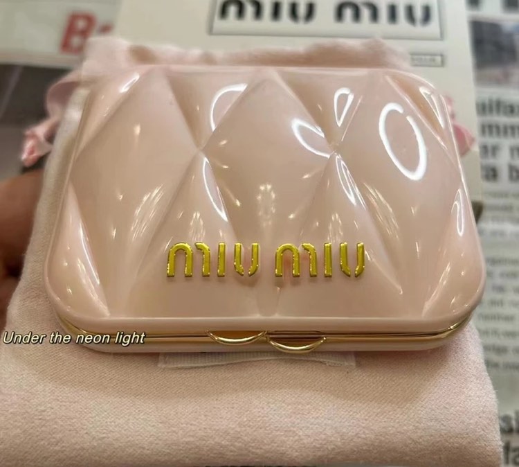 Miu miu baby pink girly luxury compact mirror, Furniture & Home Living ...
