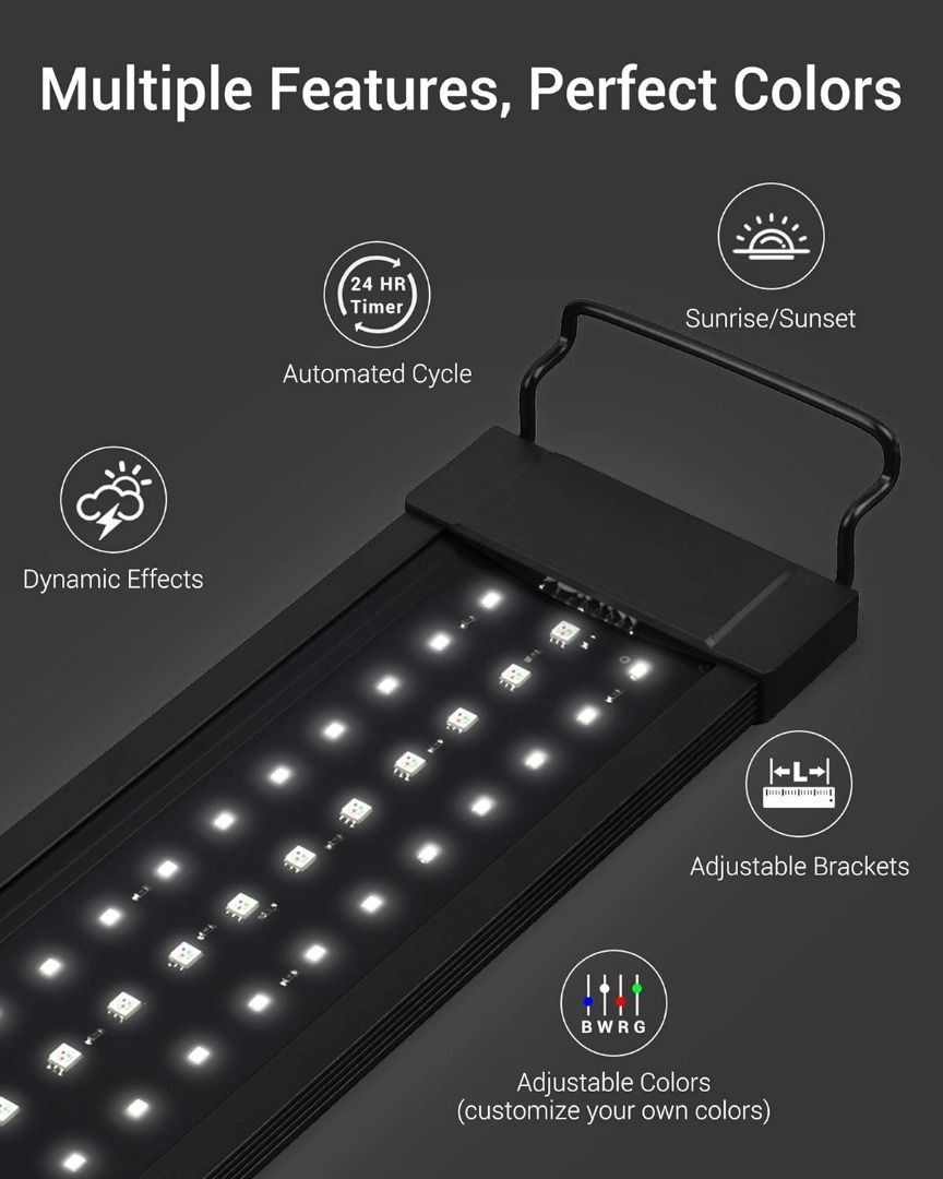 NICREW RGB Plus Aquarium Light, Freshwater Aquarium LED Light with Remote Controller, 24/7 ...