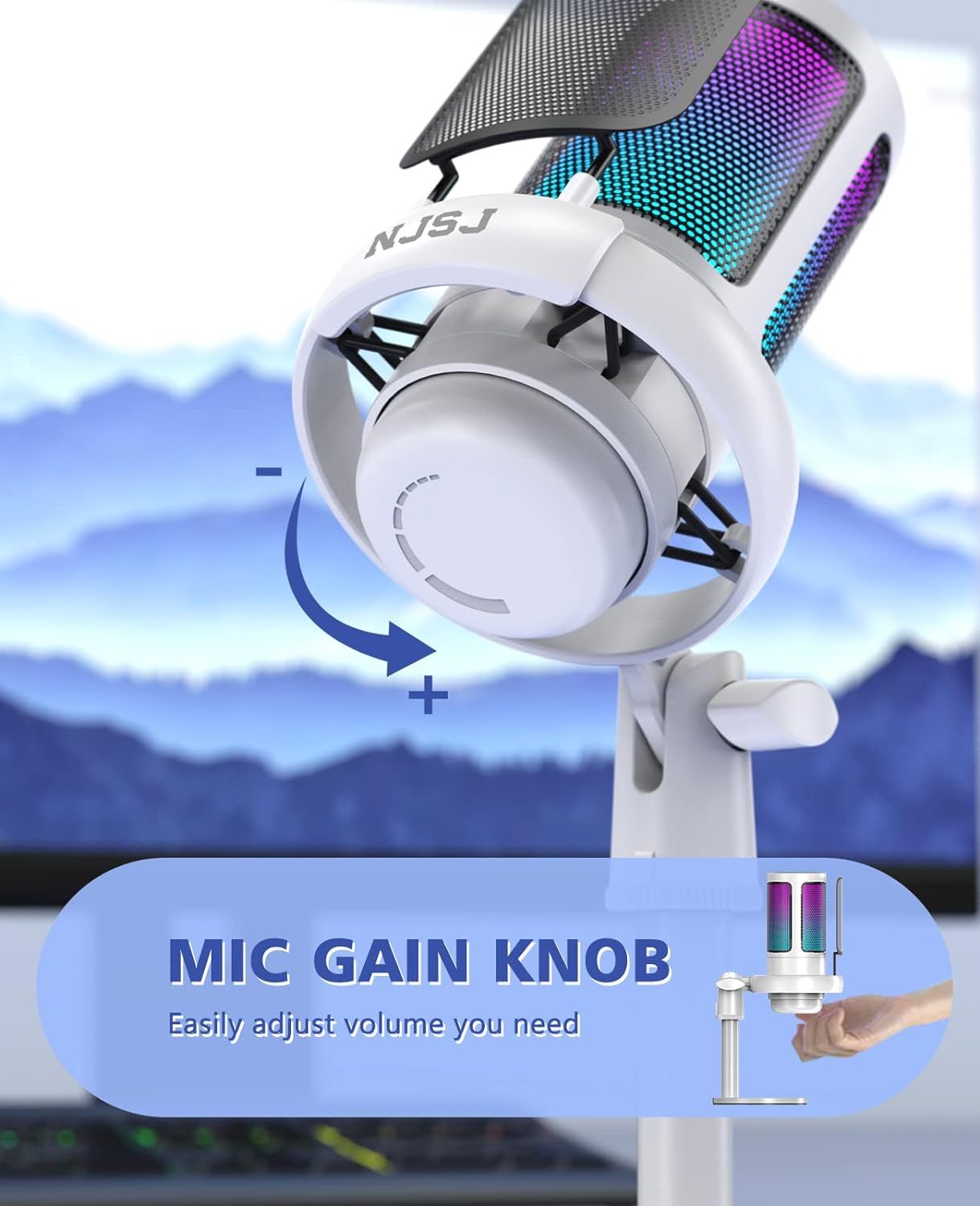 NJSJ Gaming Microphone, USB Microphone for PC/ PS4/ PS5/ Mac/Phone ...