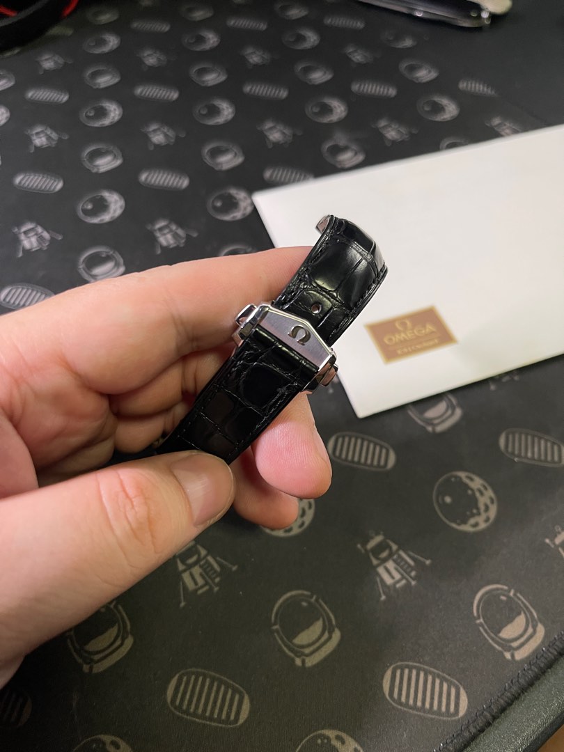 Omega Speedmaster Black Alligator Leather Strap with Foldover Clasp ...