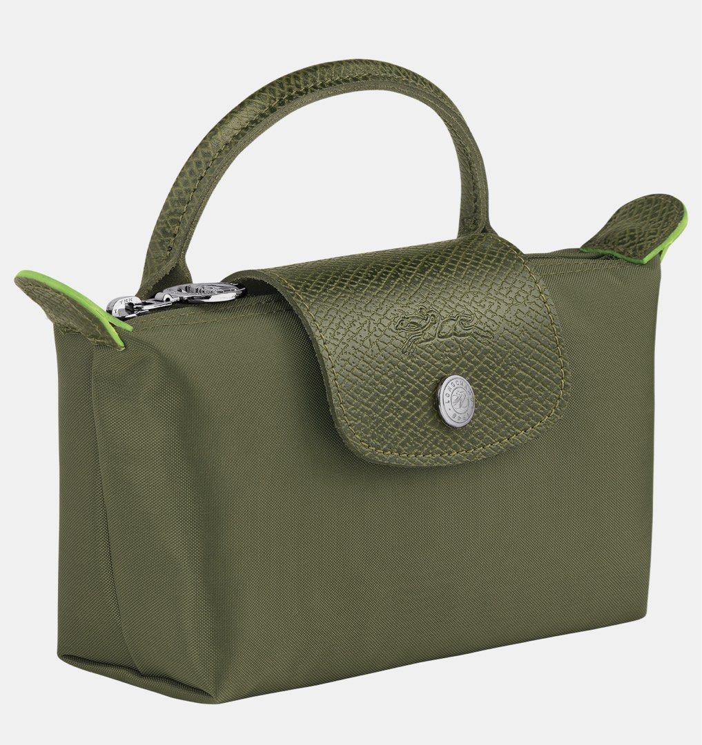 Original Longchamp Le Pliage Green Pouch With Handle Forest - Recycled ...