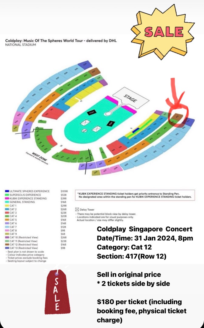 Original price_Coldplay Singapore, Tickets & Vouchers, Event Tickets on ...