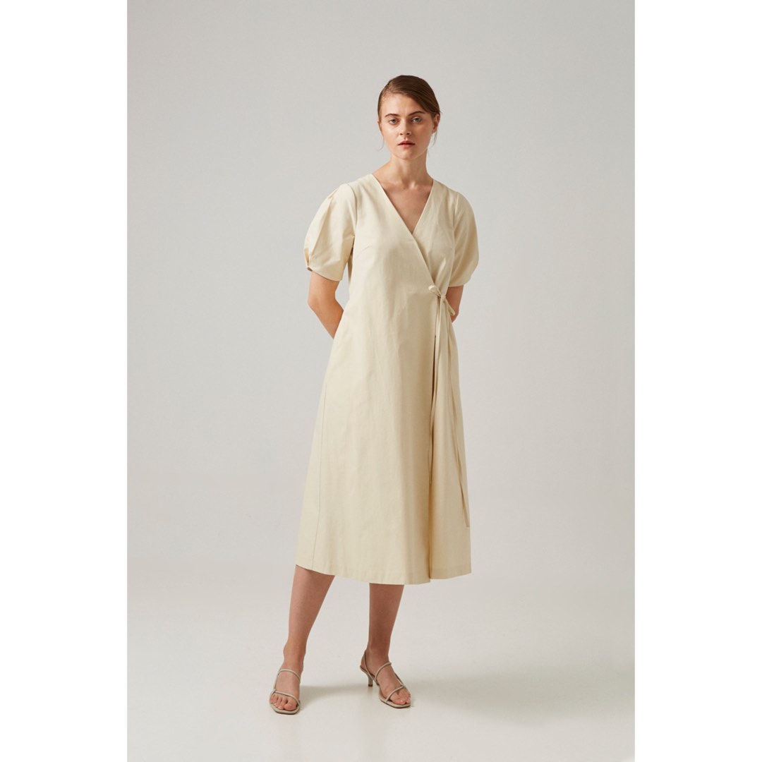 Our Second Nature OSN Cotton Wrap Dress (Nude), Women's Fashion ...