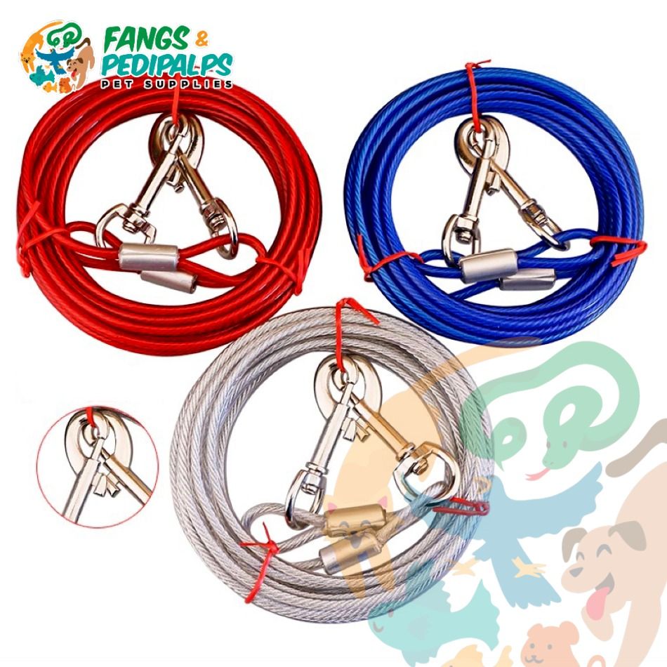 PET TIE-OIUT STAINLESS STEEL CABLE LEASH | CHEW-PROOF LEASH, Pet ...