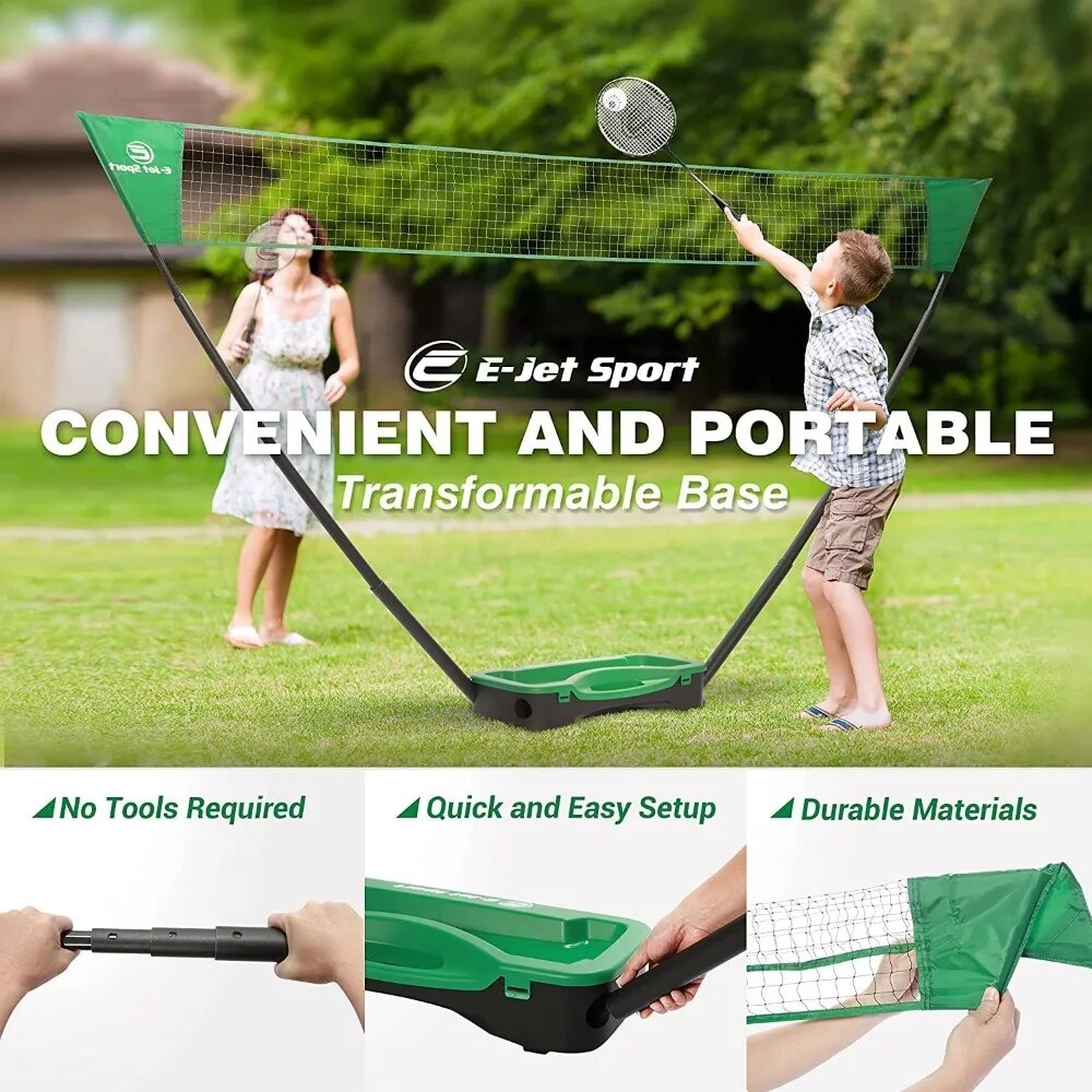 Portable Badminton Net Set, Rackets LED Lightnin Shuttlecocks Combo Set ...