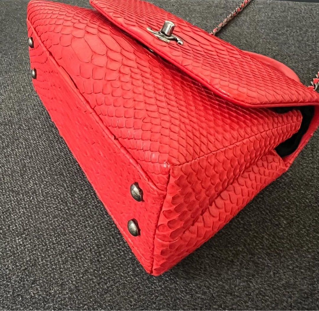 Rare Chanel Coco Handle Small Python Red / Rhw, Luxury, Bags & Wallets ...