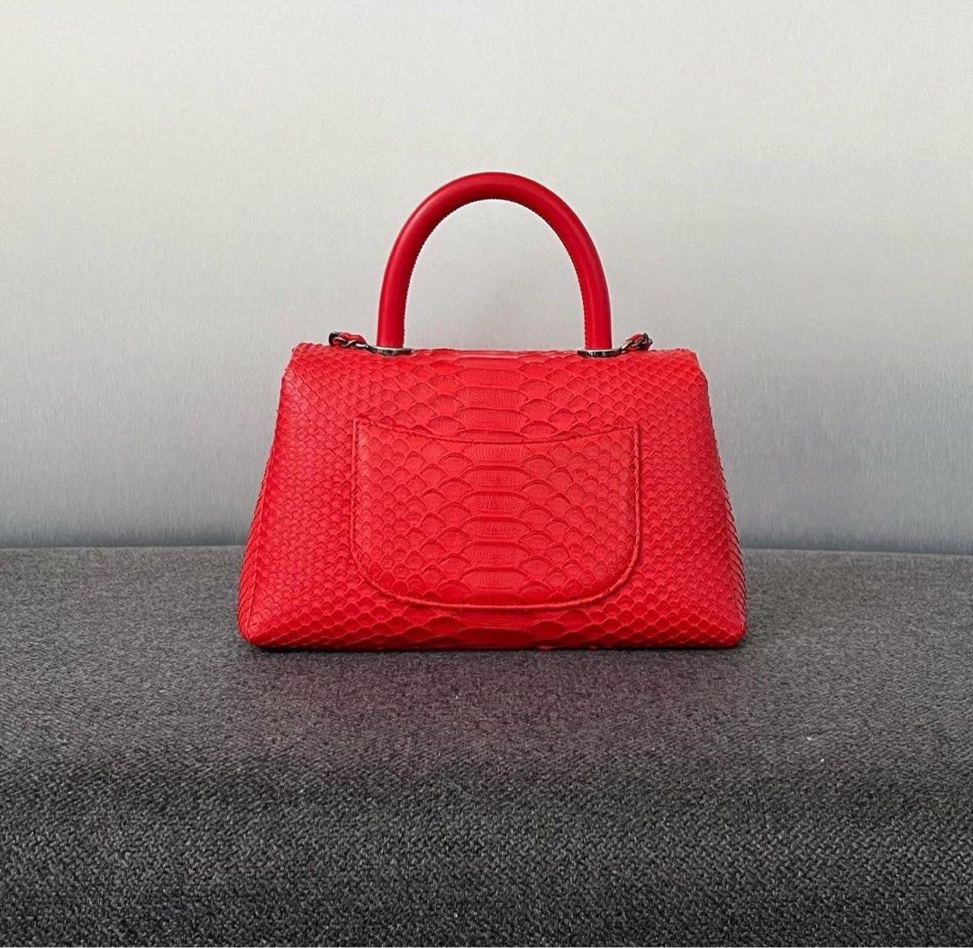 Rare Chanel Coco Handle Small Python Red / Rhw, Luxury, Bags & Wallets ...