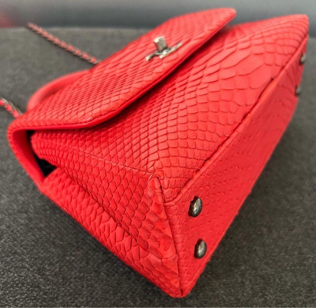 Rare Chanel Coco Handle Small Python Red / Rhw, Luxury, Bags & Wallets ...