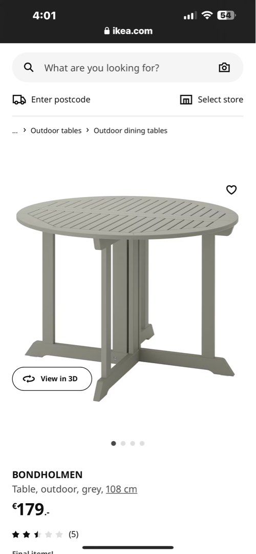 FURTHER REDUCED, must go! Wooden Ikea Bondholmen Round Outdoor Dining ...