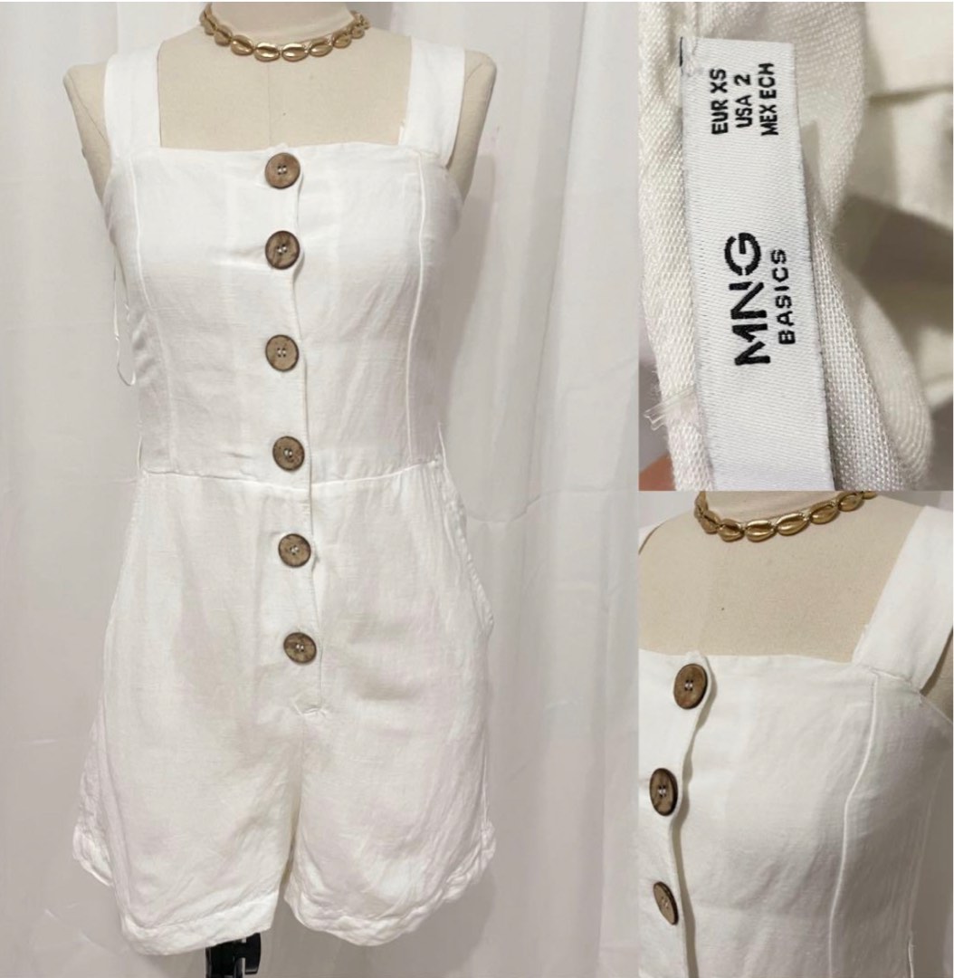 Romper mango white, Women's Fashion, Dresses & Sets, Jumpsuits on Carousell