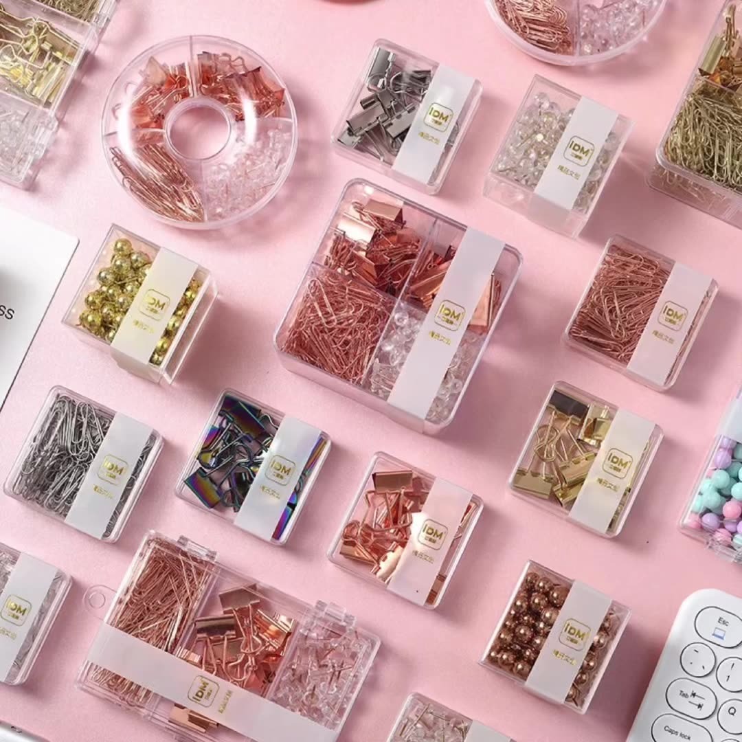 Rose Gold Paper Clip Push Pin Office Stationery Set / Thumbtacks ...